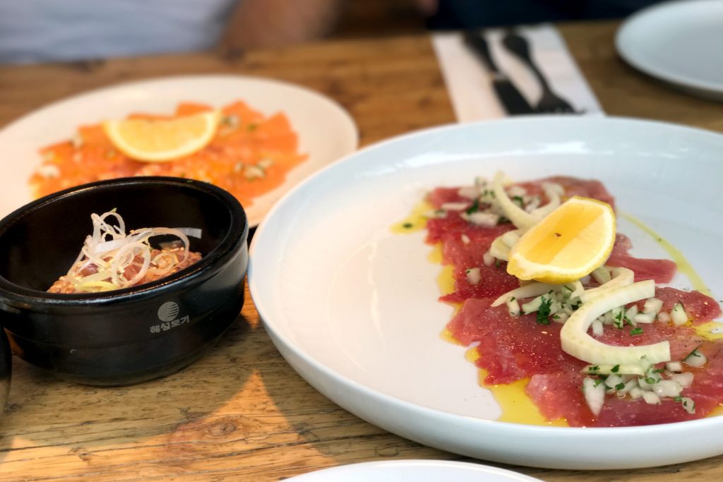 Delicious fish dishes in the trendy fish restaurant Funky Fisch